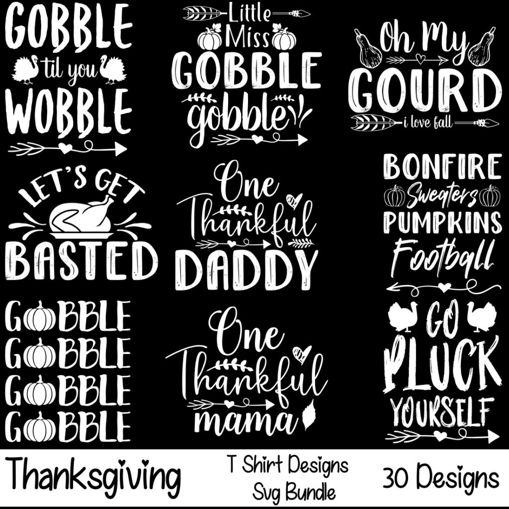 Thanksgiving T-Shirt Designs Svg Bundle | MasterBundles