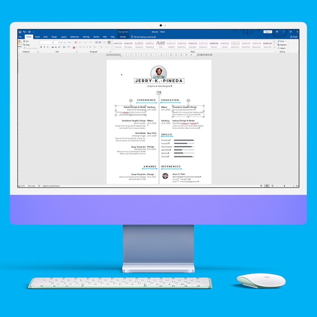 Designer/Developer/Photographer Clean Resume Template - MasterBundles