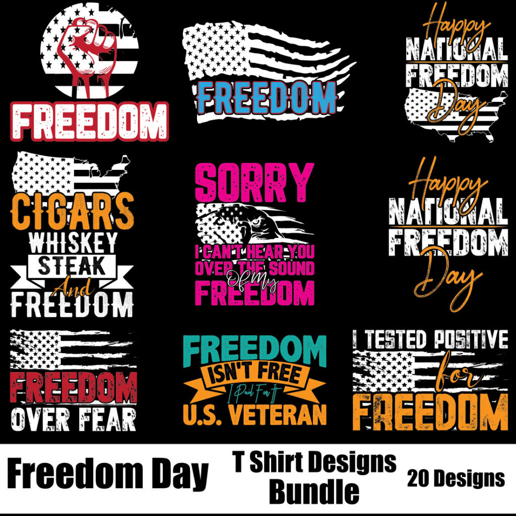 Freedom Day T Shirt Designs Bundle | MasterBundles