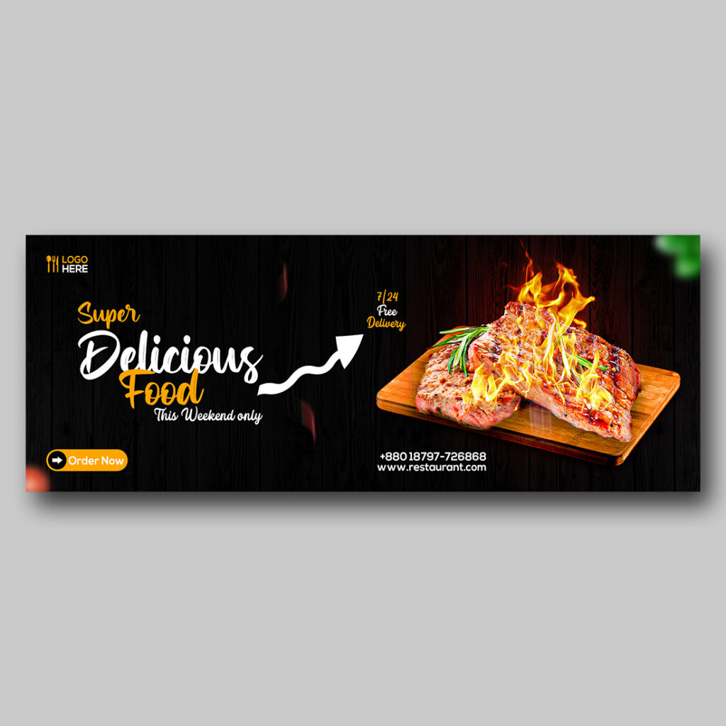 Restaurant Facebook Cover Design PSD - MasterBundles