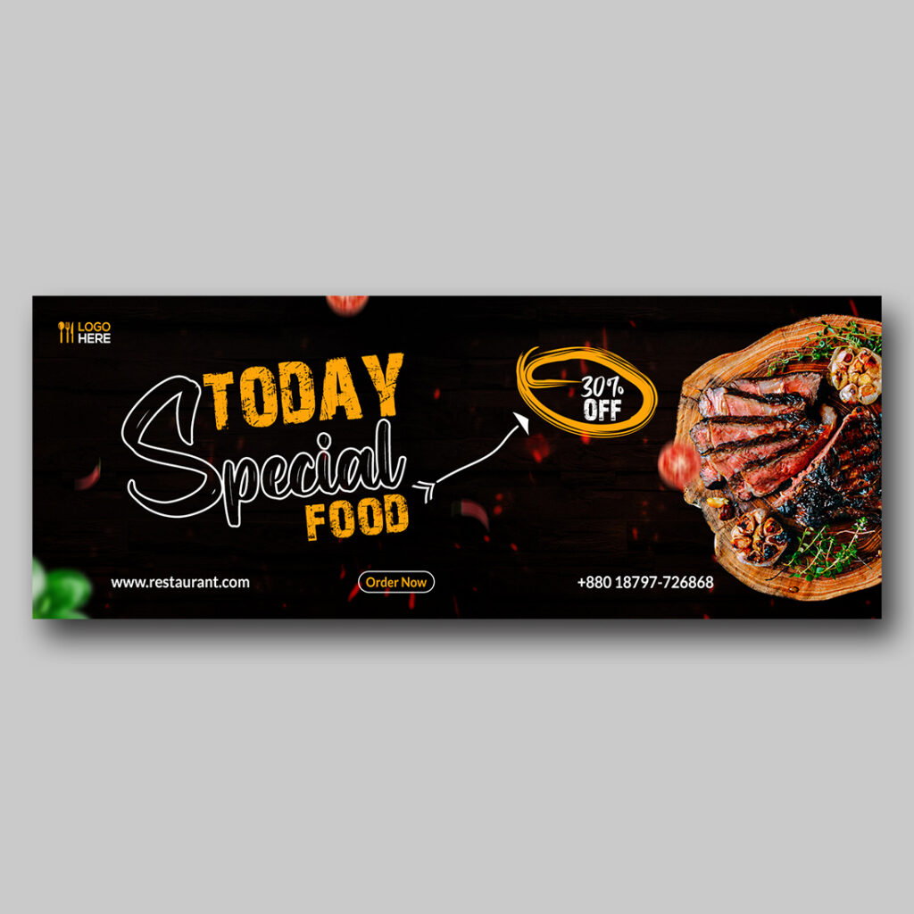 Food Facebook Cover Template PSD - MasterBundles