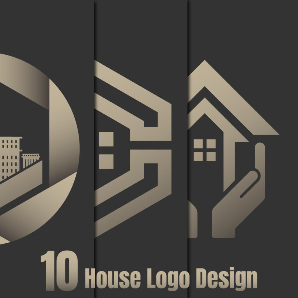 10 golden color house logo design - MasterBundles