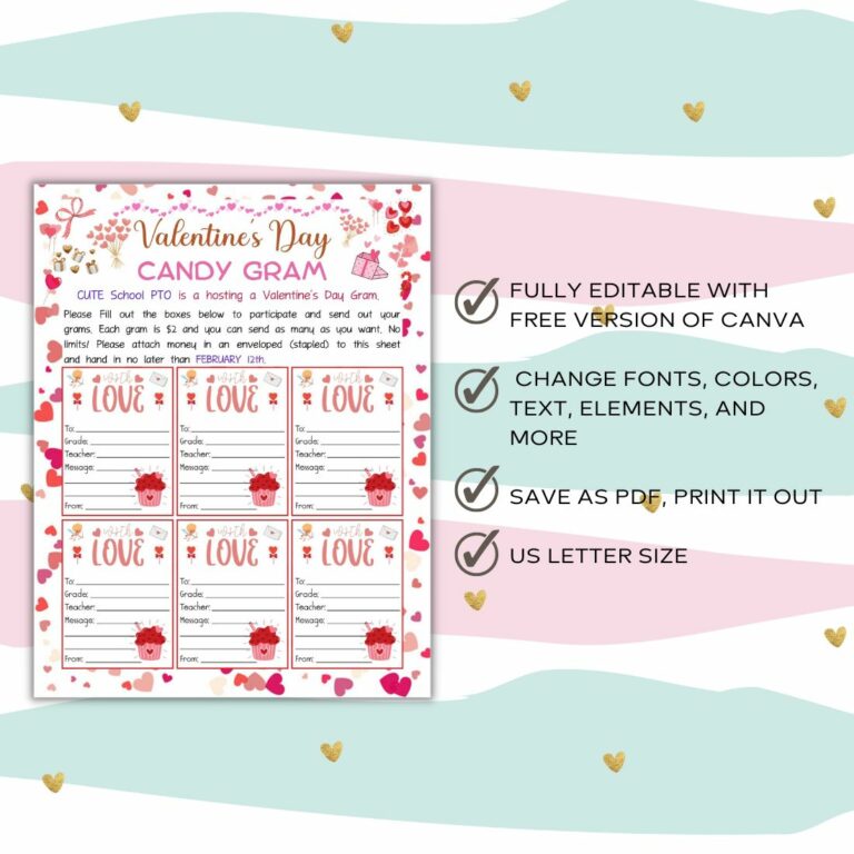 Valentines Candy Gram - Editable by Canva - MasterBundles