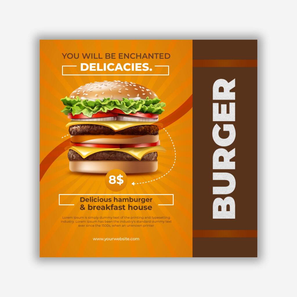 Burger Social Media Post Template - MasterBundles