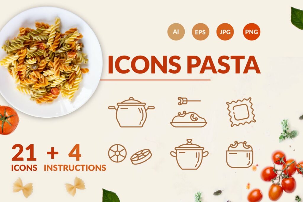 Linear Icons For Pasta Packaging – MasterBundles