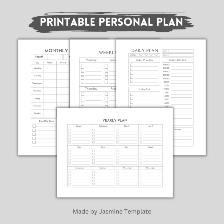 Printable Personal Plan - MasterBundles