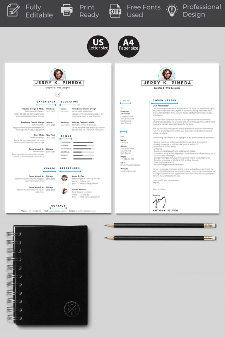 Designer/Developer/Photographer Clean Resume Template - MasterBundles