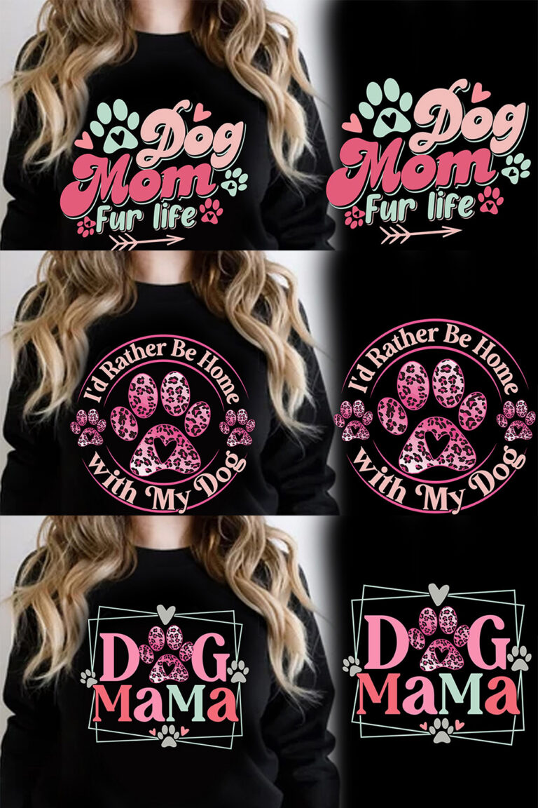 Retro Dog Mom Valentines Day T-Shirt Design Bundle - MasterBundles