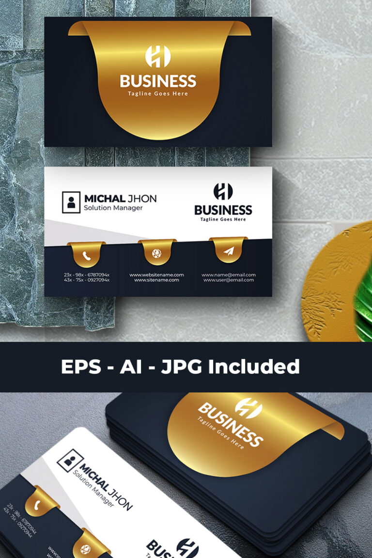 Gold Gradient and Black Luxury Business Card Design - MasterBundles
