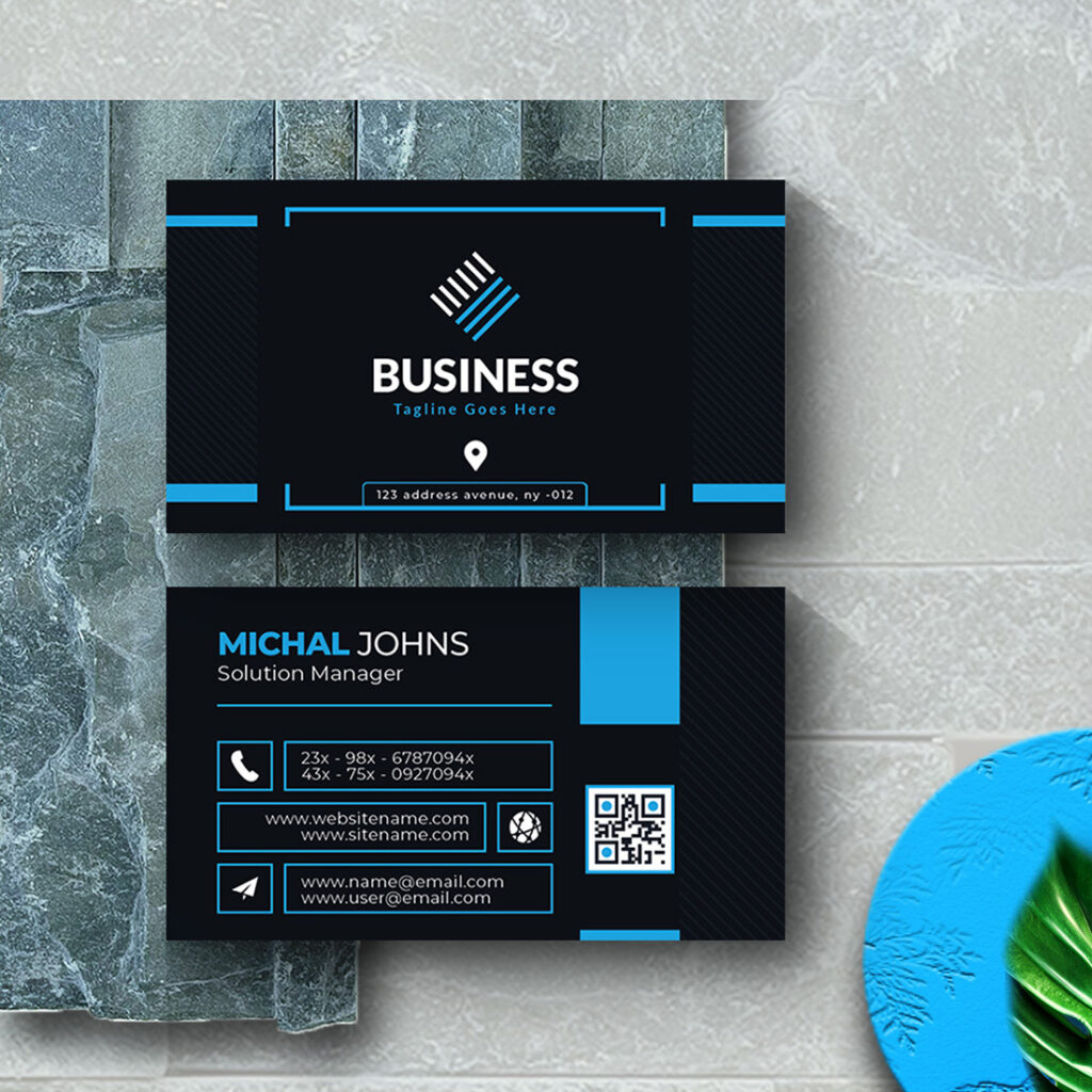 Professional Blue and Dark Blue Corporate Modern Business Card Design ...