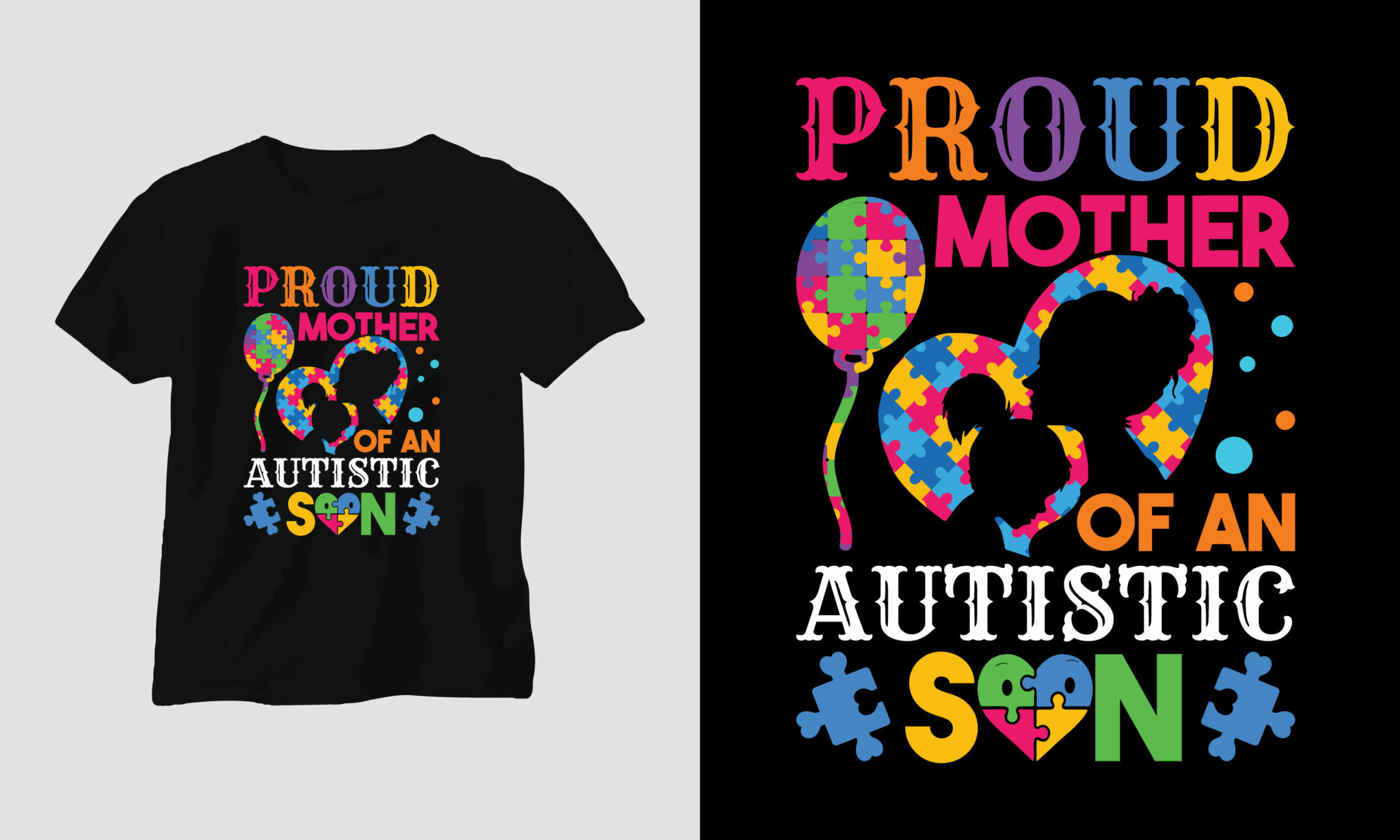 Set of 20 Autism special t-shirt design template - MasterBundles