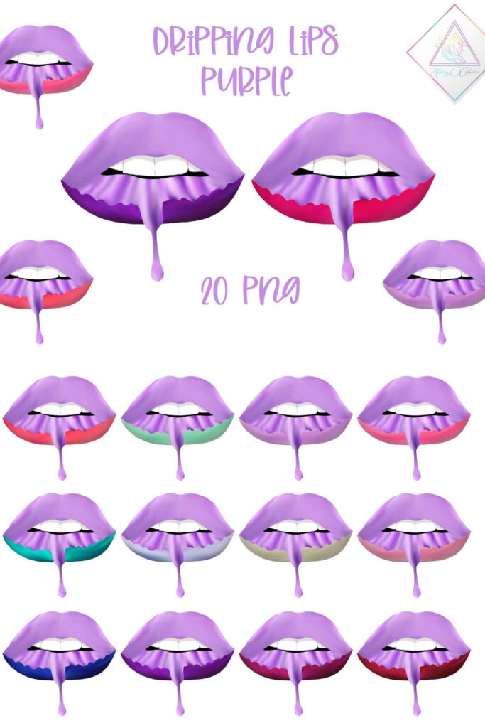 Purple Dripping Lips Clipart – MasterBundles