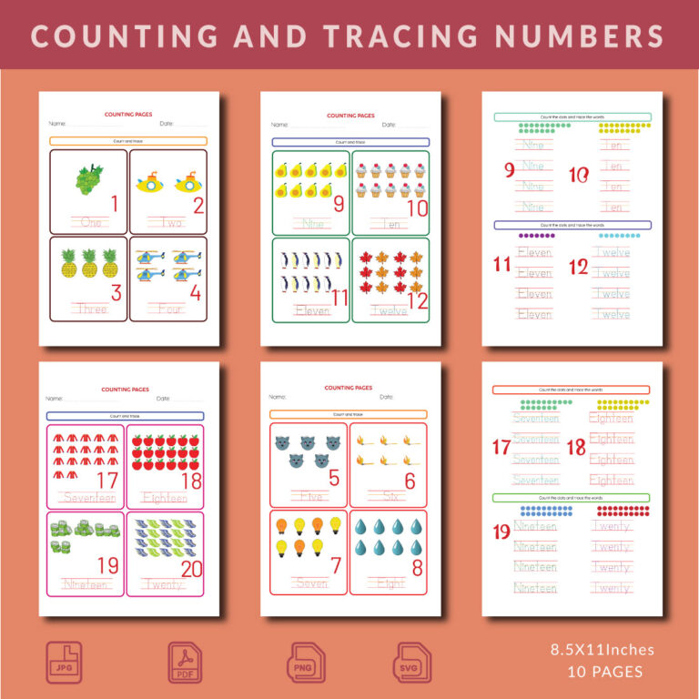Counting And Tracing Numbers 1-20 - MasterBundles
