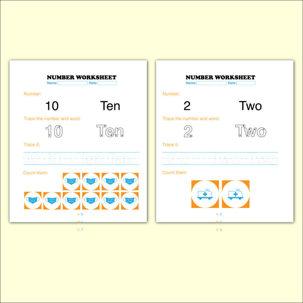 Number Worksheet Medical - 1 to 10 - MasterBundles