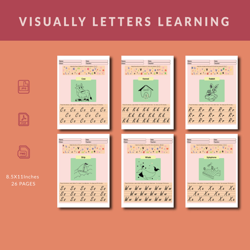 Visually Letters Learning Pages - MasterBundles