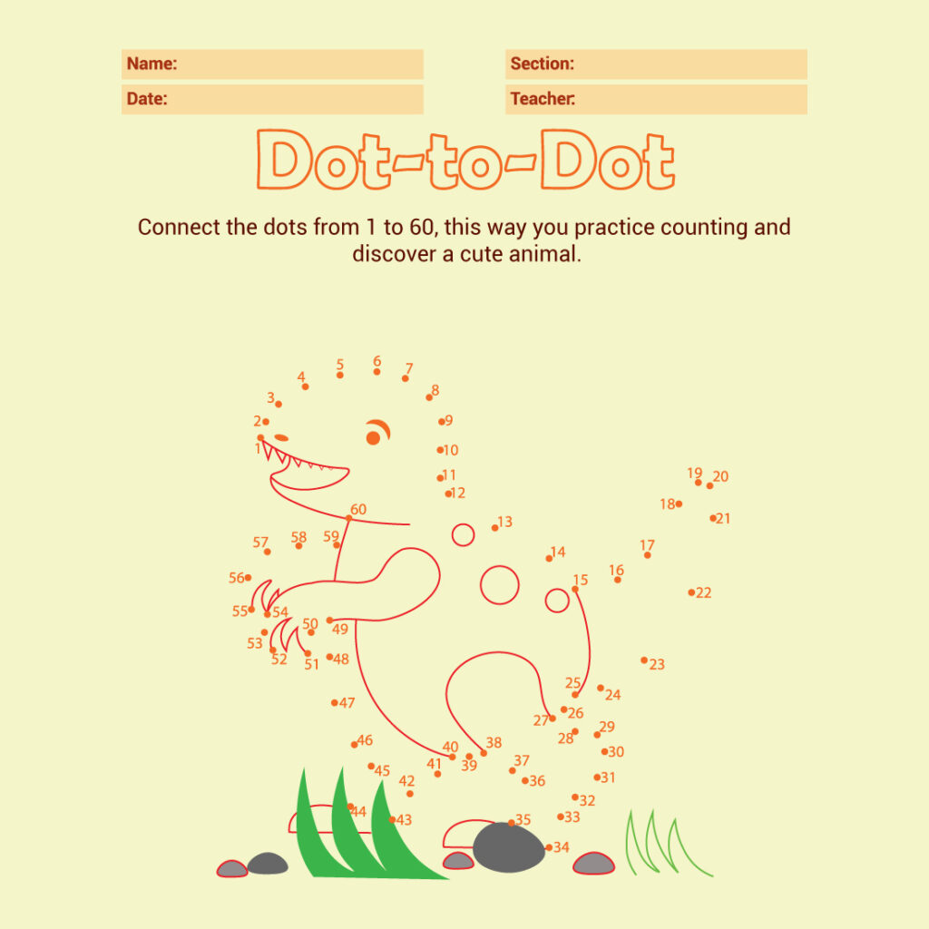 Trex Dinosaur Dot To Dot - MasterBundles