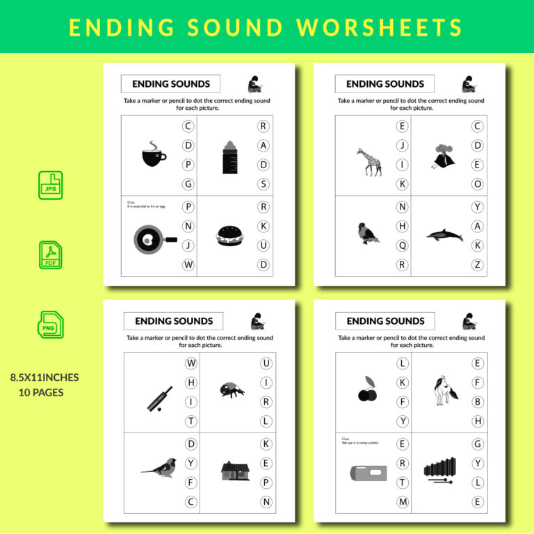 Ending Sound Worksheets - MasterBundles