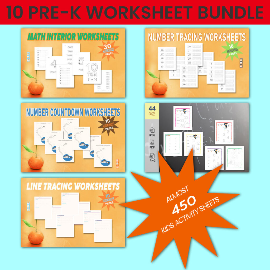 10 Pre-Kindergarten Worksheet Bundle | MasterBundles