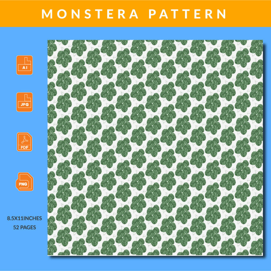 Monstera Pattern Design - MasterBundles