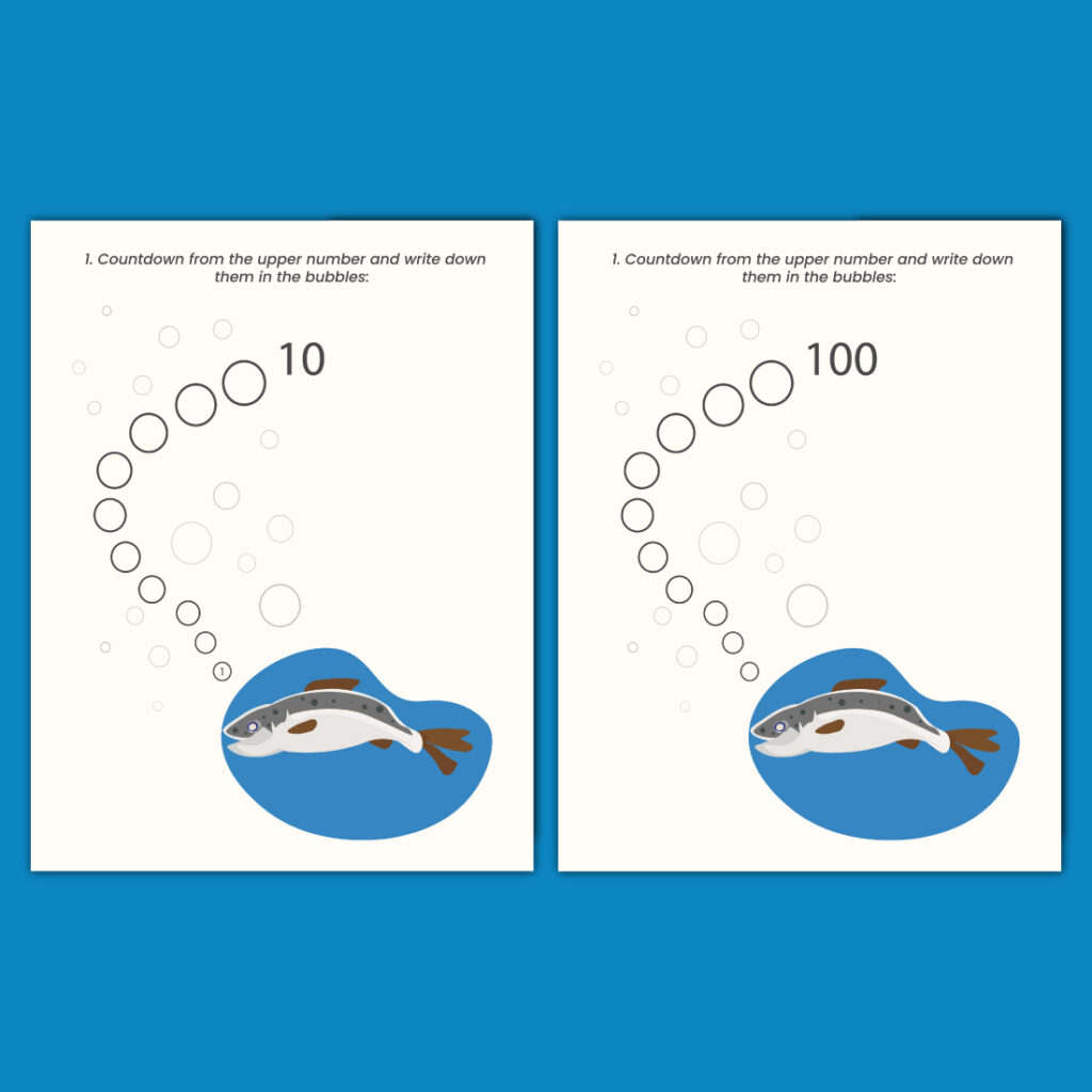 Number Countdown Worksheets | MasterBundles