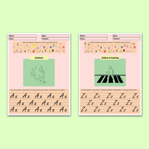 Visually Letters Learning Pages - MasterBundles