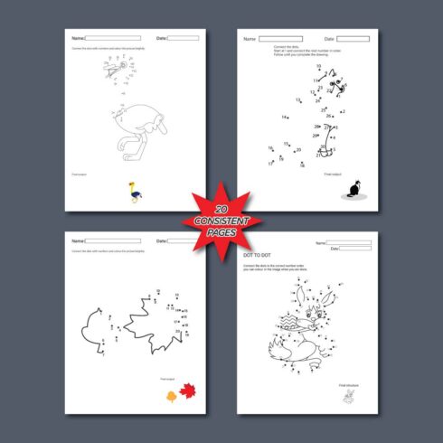 20 Connecting Dots Game Dot To Dot Pages | MasterBundles