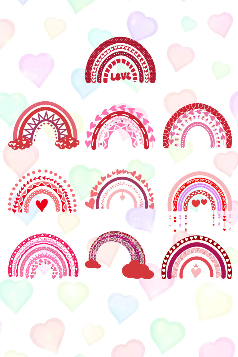 Rainbow Valentines Clipart Bundle - MasterBundles