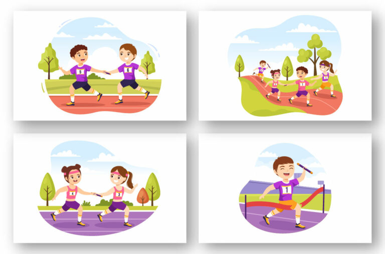 12 Relay Race Sports Illustration - MasterBundles