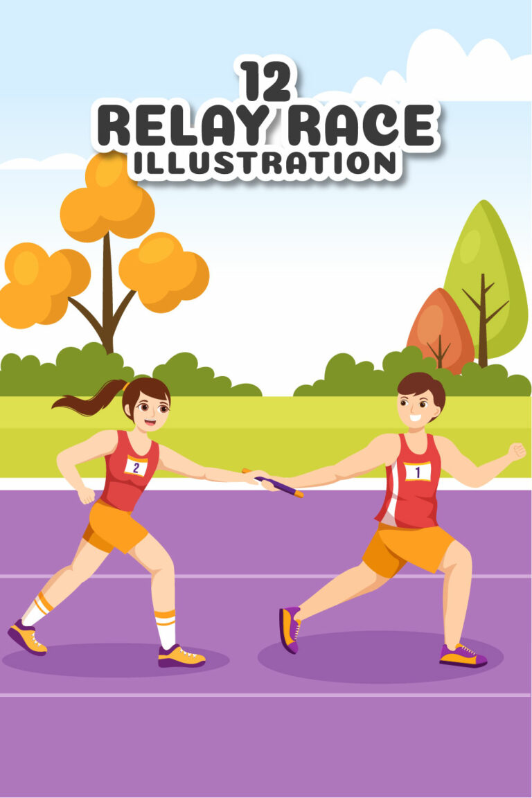 12 Relay Race Sports Illustration - MasterBundles