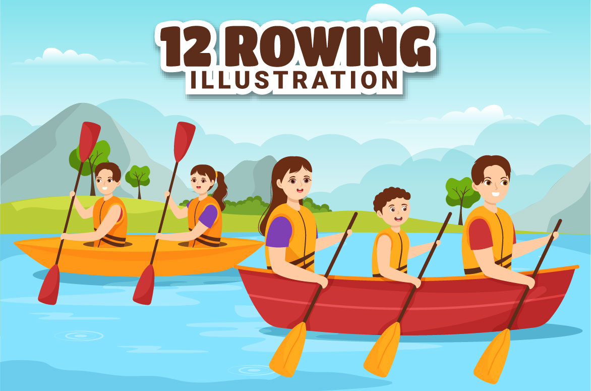 12 Rowing Sport Illustration - MasterBundles