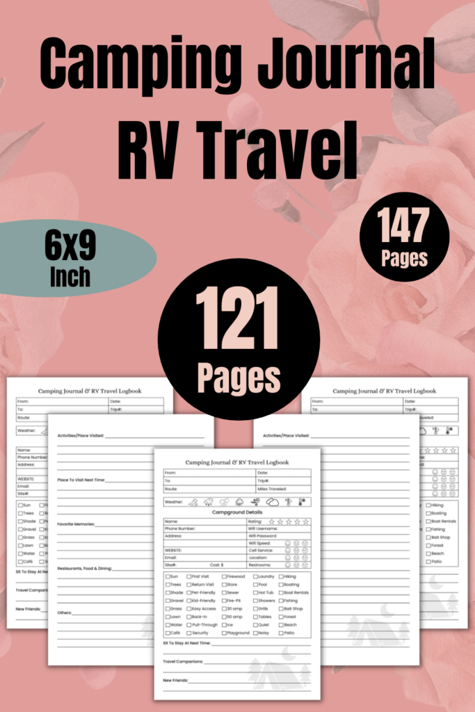 Camping Journal & RV Travel Logbook Planner KDP Interior | MasterBundles