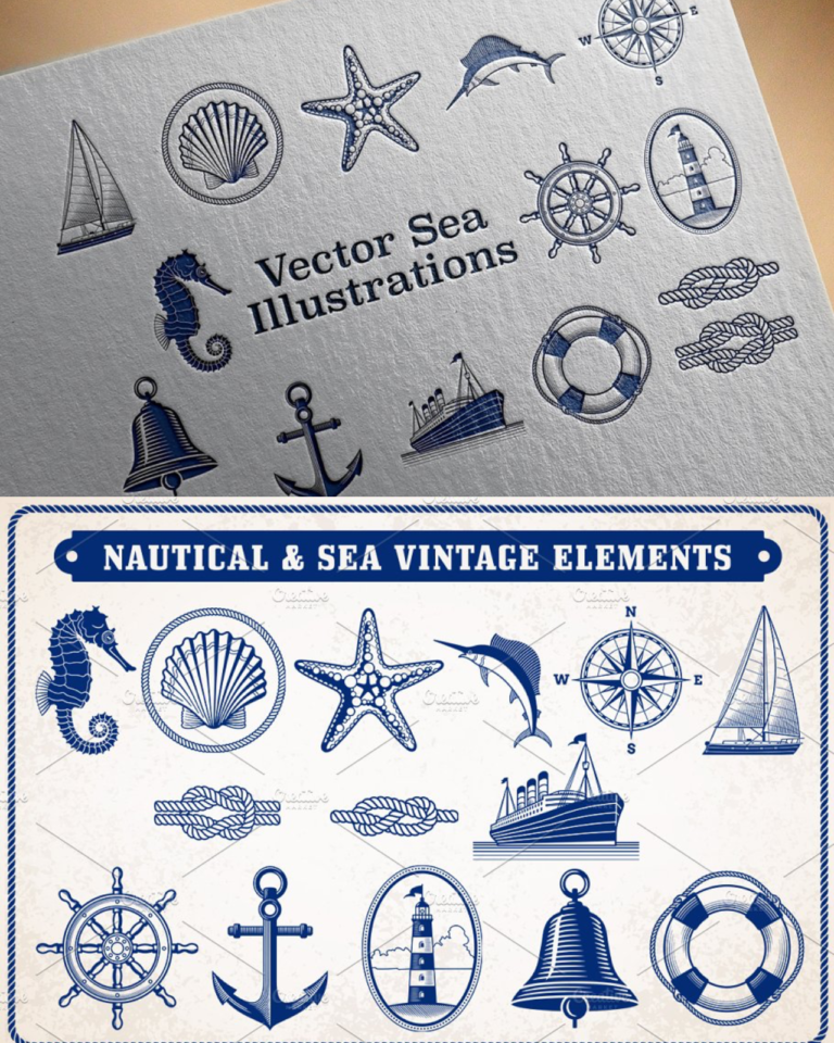 Sea & Nautical Vector Illustrations – MasterBundles