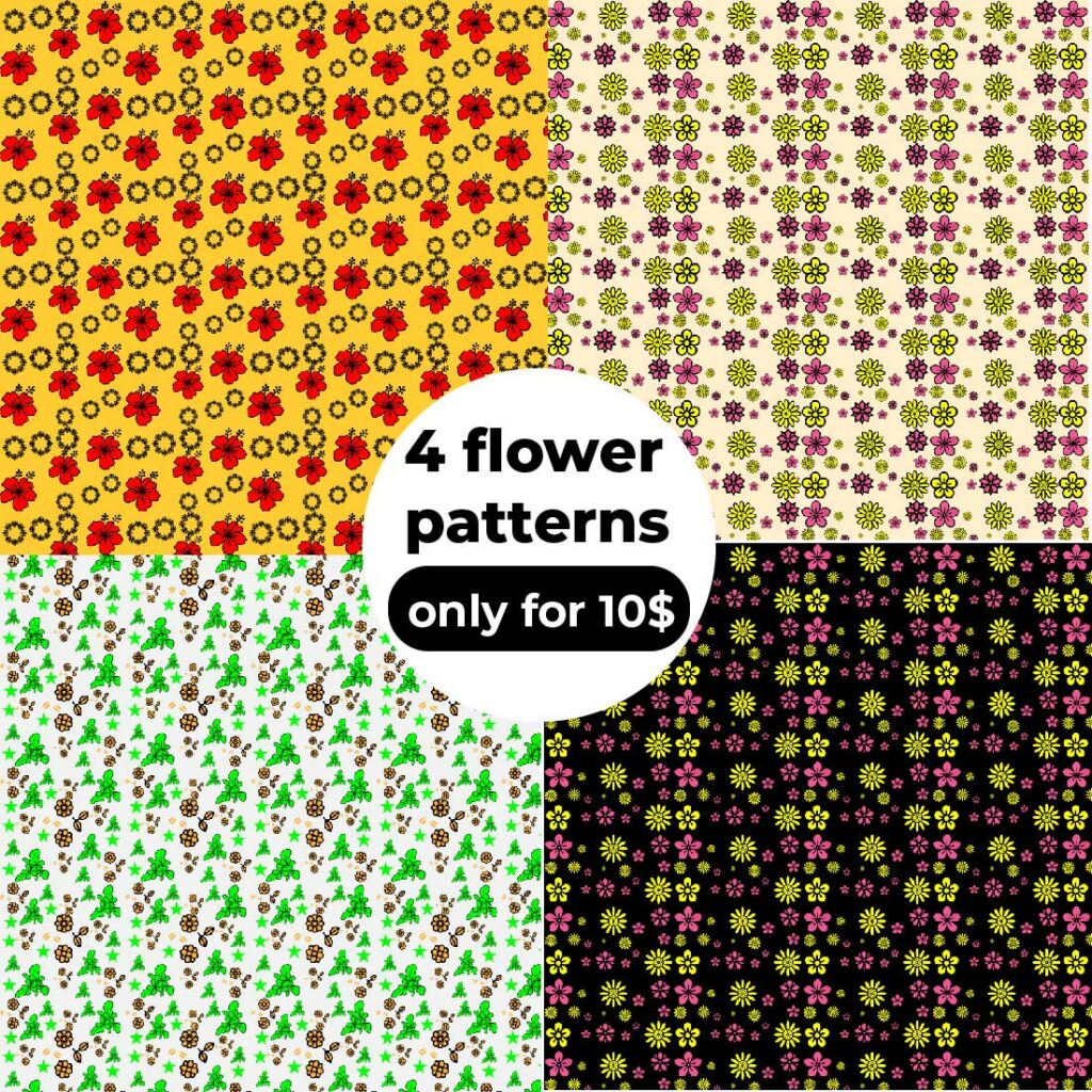 12 Abstract Flower Seamless Patterns | MasterBundles