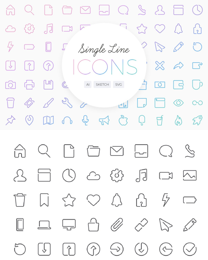 Single Line Vector Icons – MasterBundles