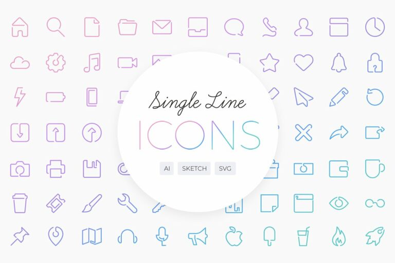 Single Line Vector Icons – MasterBundles