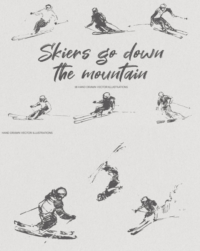 Skiers Go Down The Mountain – MasterBundles