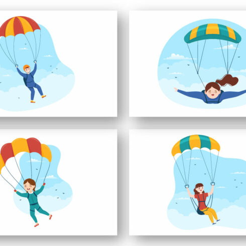 12 Skydiving Sport Illustration | MasterBundles