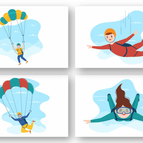 12 Skydiving Sport Illustration | MasterBundles