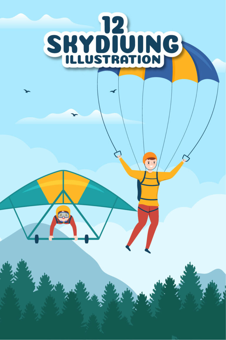 12 Skydiving Sport Illustration - MasterBundles