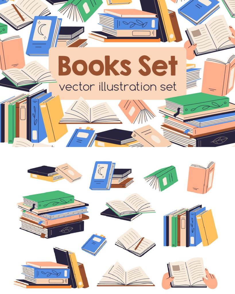 Stacks Of Paper Books Set – MasterBundles