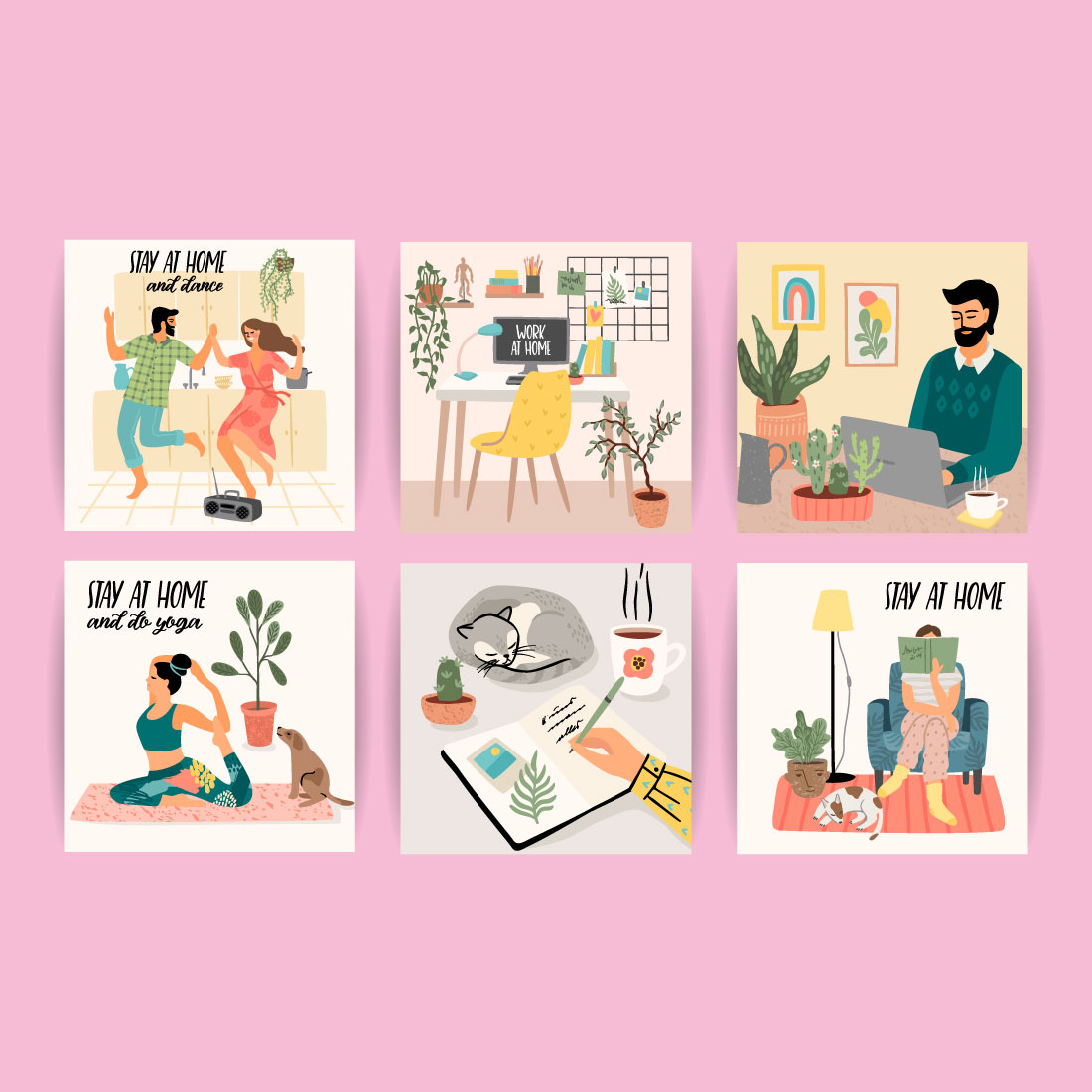 Stay at Home Interior Design Illustrations - MasterBundles