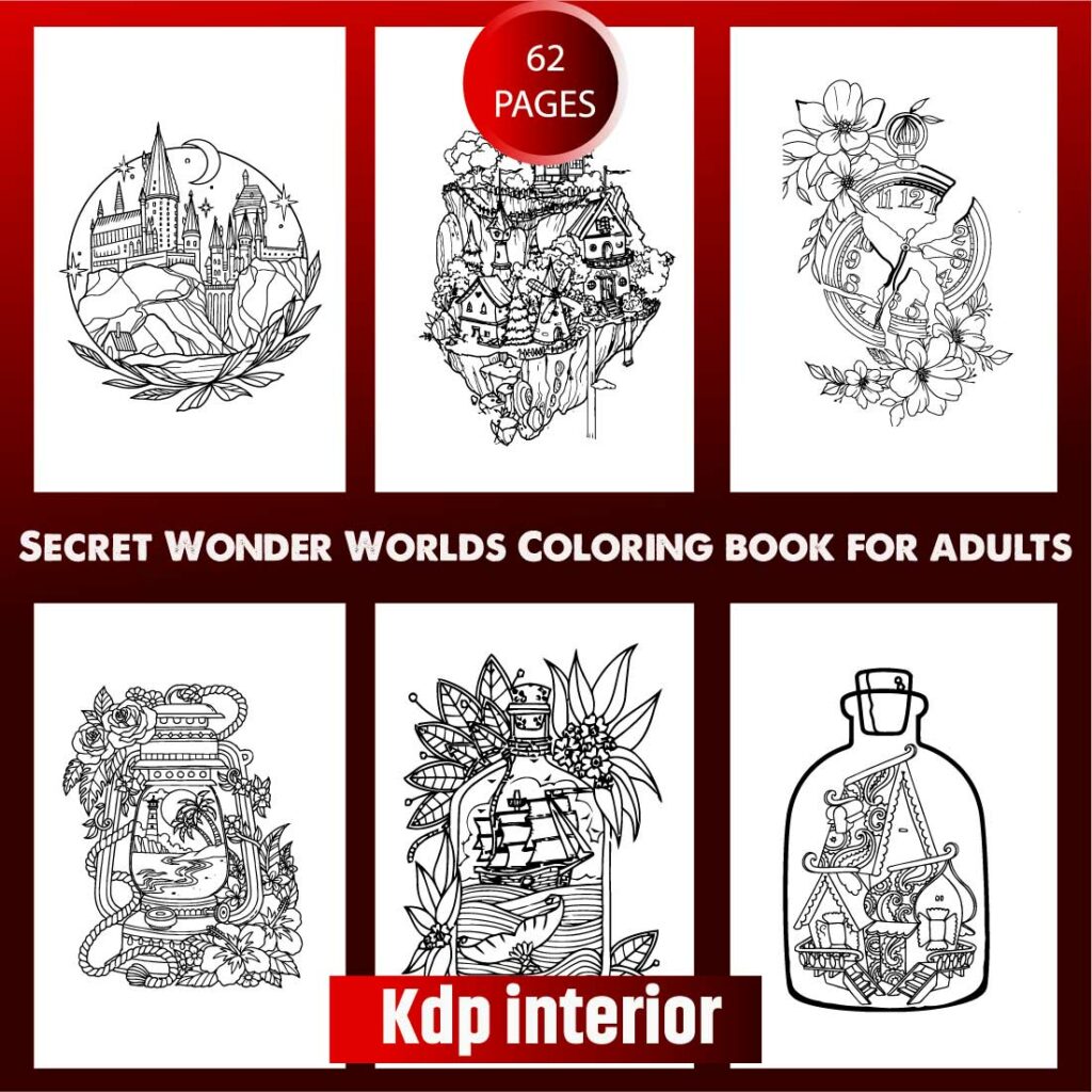 Secret Wonder Worlds Coloring Book for Adults | MasterBundles