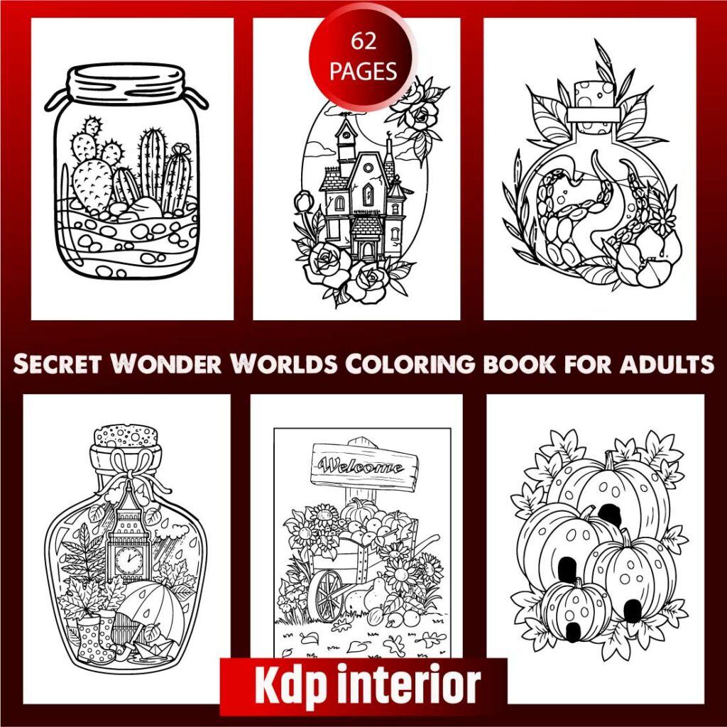 Secret Wonder Worlds Coloring Book for Adults | MasterBundles