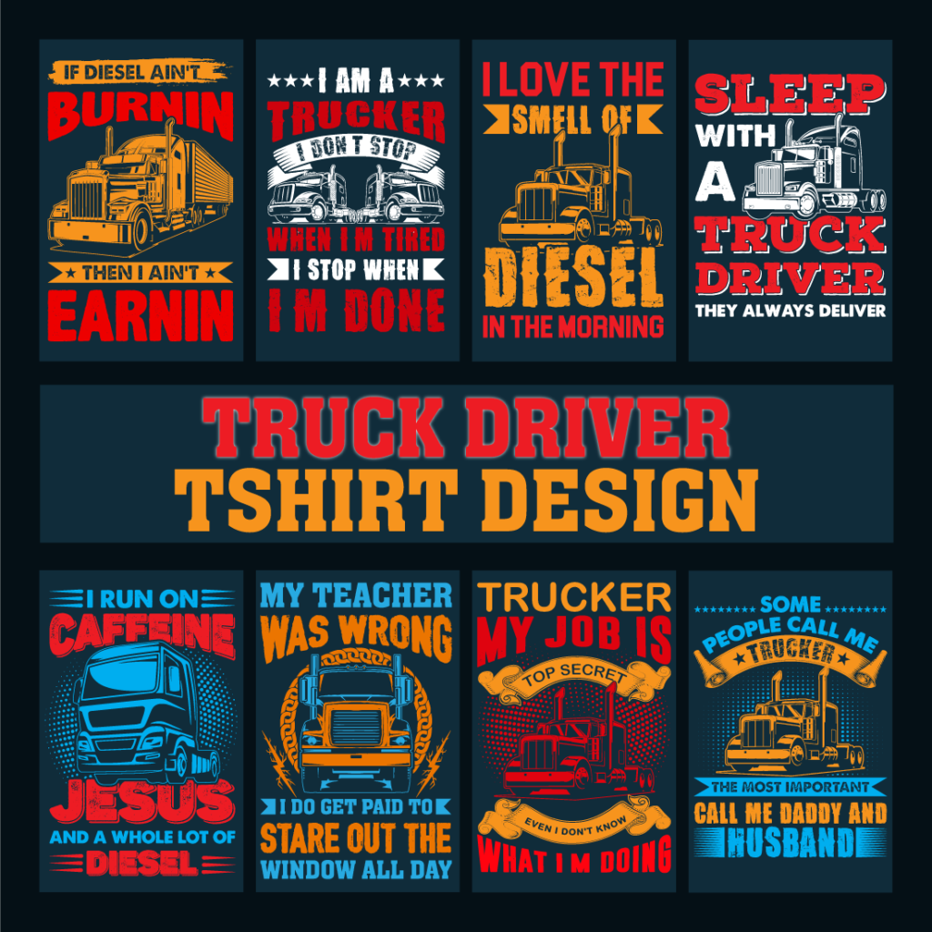 Truck Driver T-Shirt Design Bundle - MasterBundles