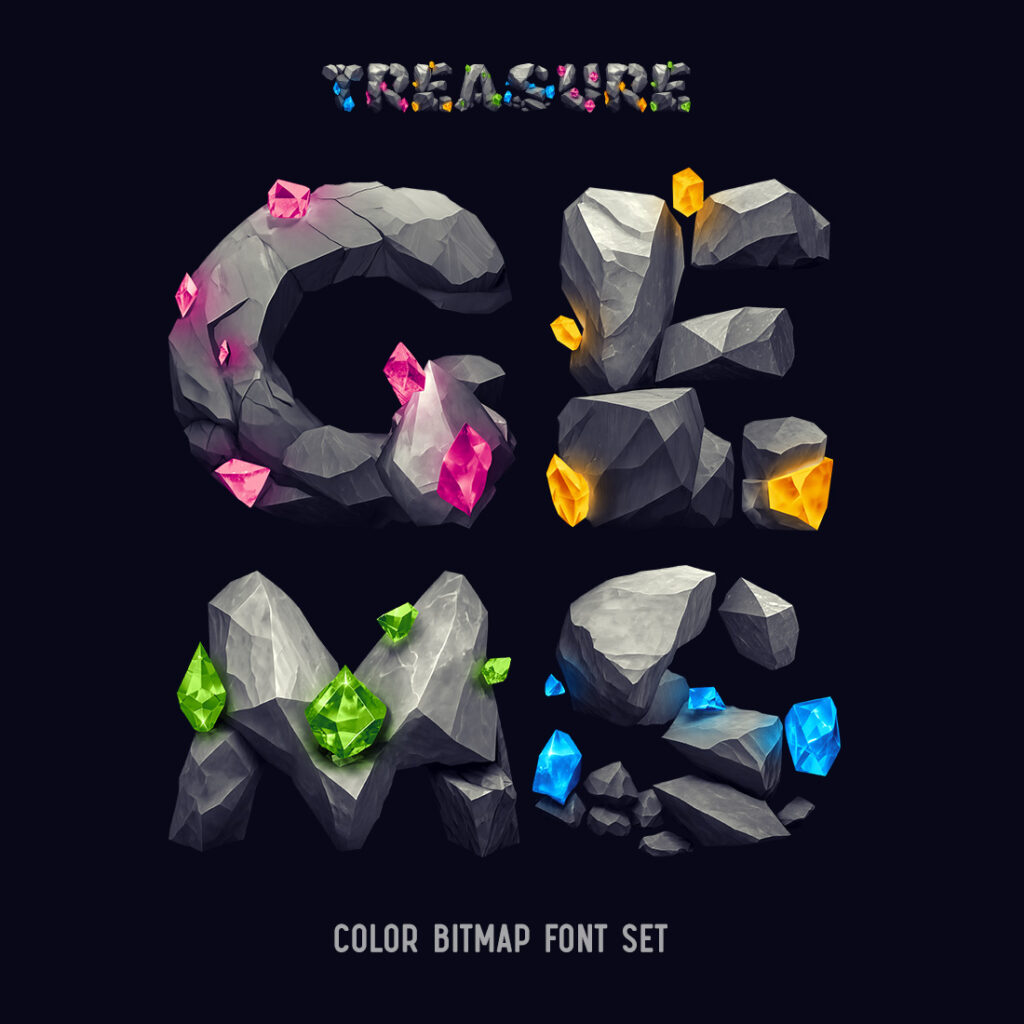 Treasure Gems - Color Bitmap Font - MasterBundles