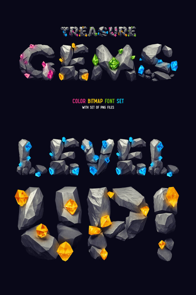 Treasure Gems - Color Bitmap Font - MasterBundles
