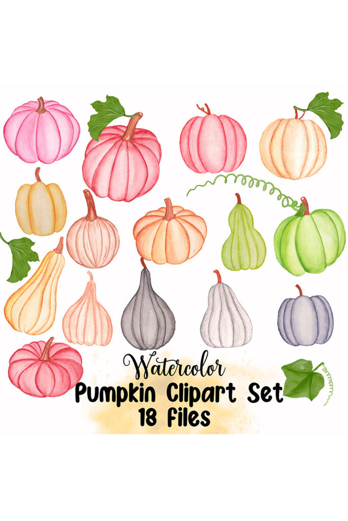 Watercolor Pumpkin Clipart Set - MasterBundles