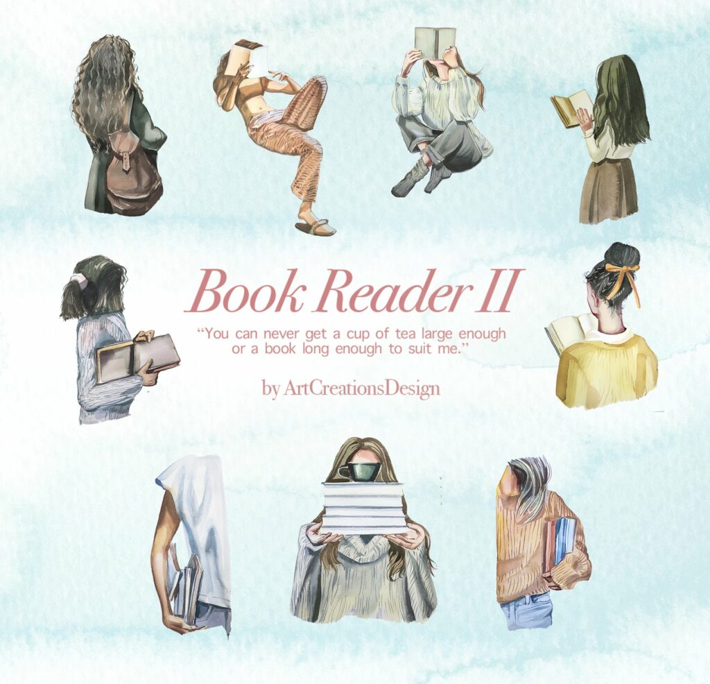 Watercolor Book Reader II Clipart – MasterBundles