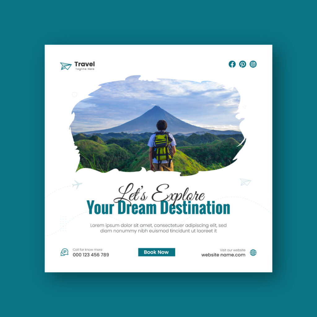 Travel Social Media Post Design | MasterBundles