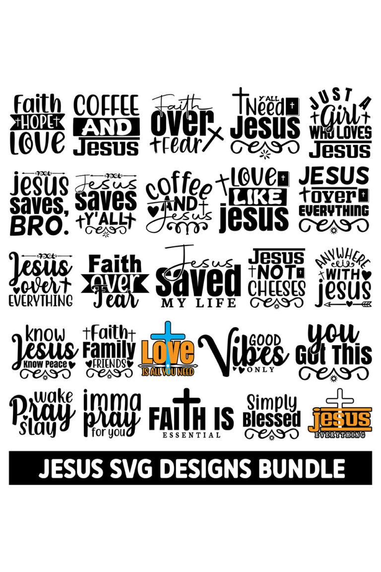 25 Jesus SVG Designs Bundle - MasterBundles
